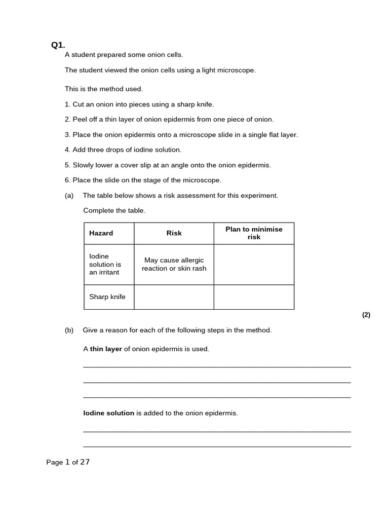 Paper 1 RP Exam Practice 1 | PDF | Bacteria | Enzyme