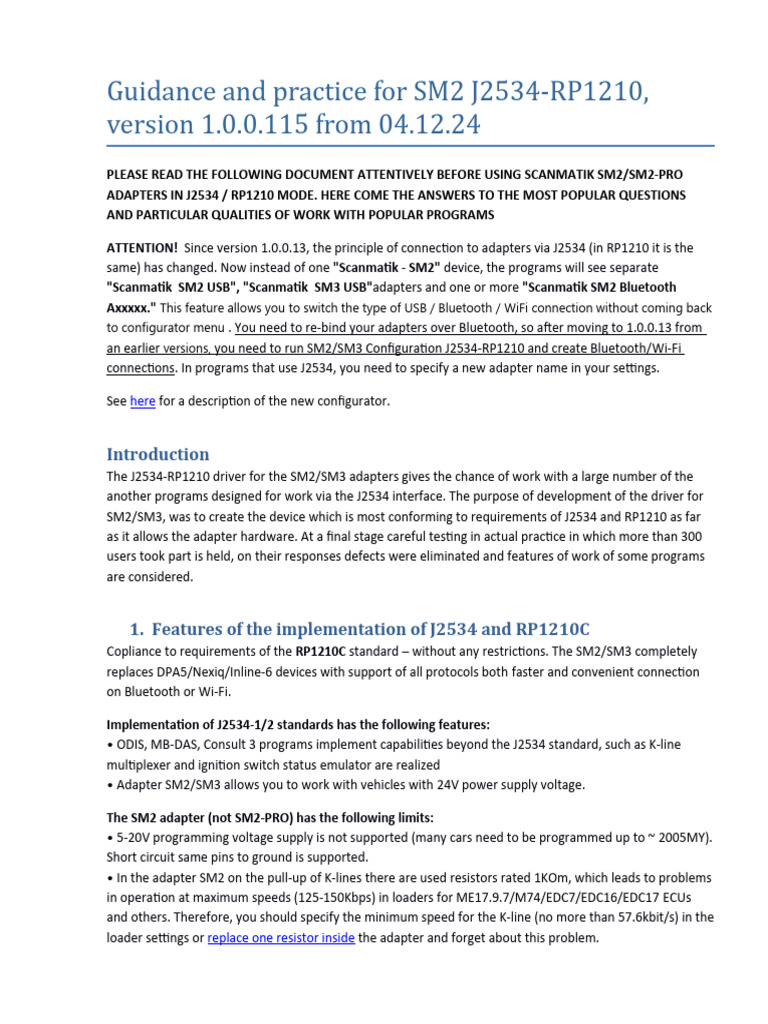 Scanmatik J2534 RP1210 Eng | PDF | Usb | Bluetooth