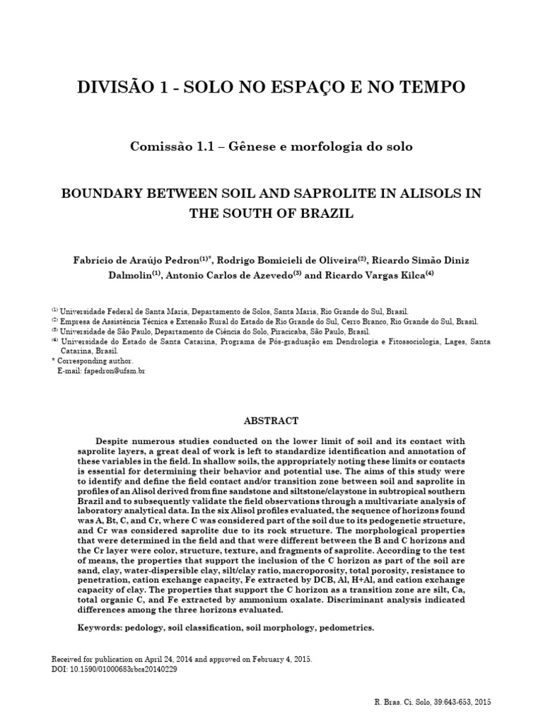 2015 Boundary between Soil and Saprolite | PDF | Porosity | Soil Science