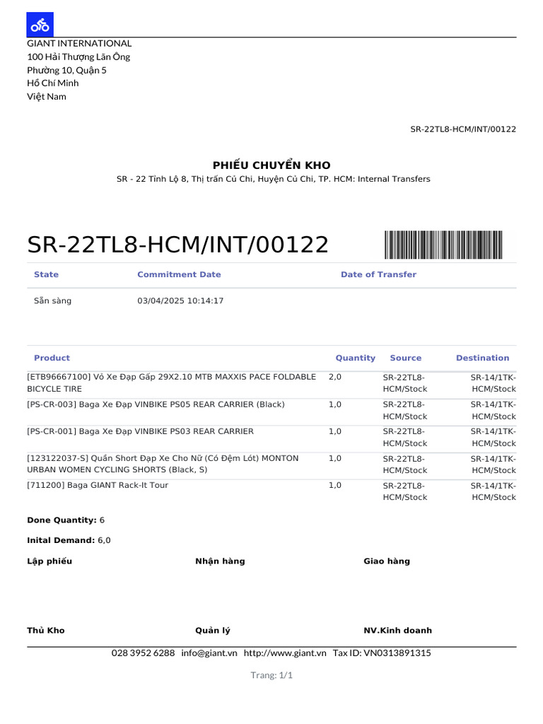 Picking Operations Detail - SR-22TL8-HCM - INT - 00122 | PDF
