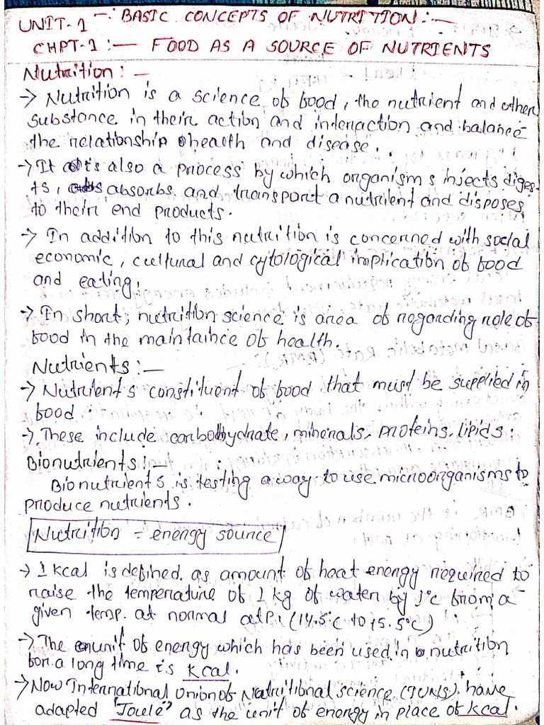 Basic Concepts of Nutrition | PDF