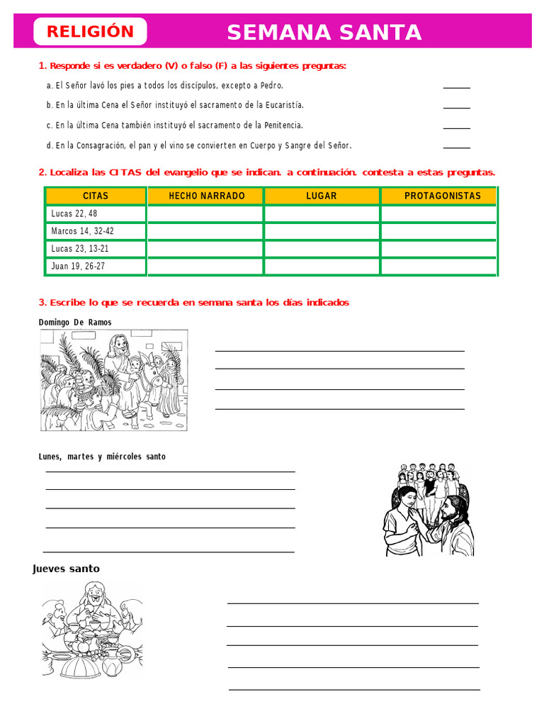 D2 A2 Ficha Rel. Semana Santa | PDF