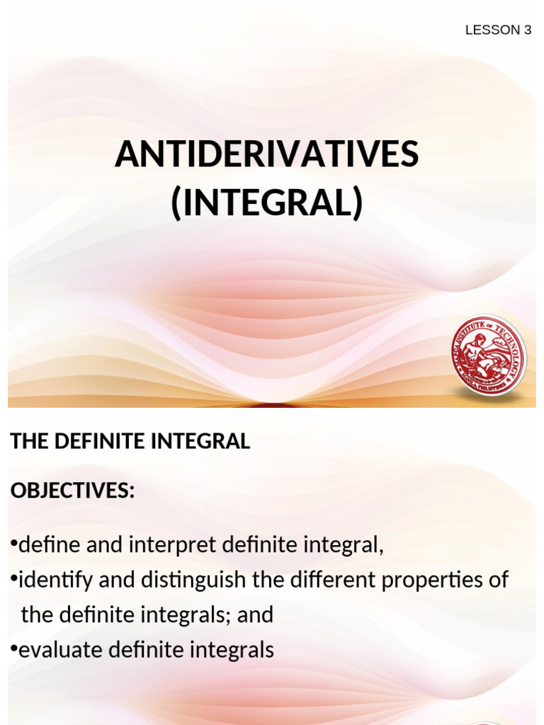 Lesson 3 Definite Integral | PDF | Integral | Mathematical Objects