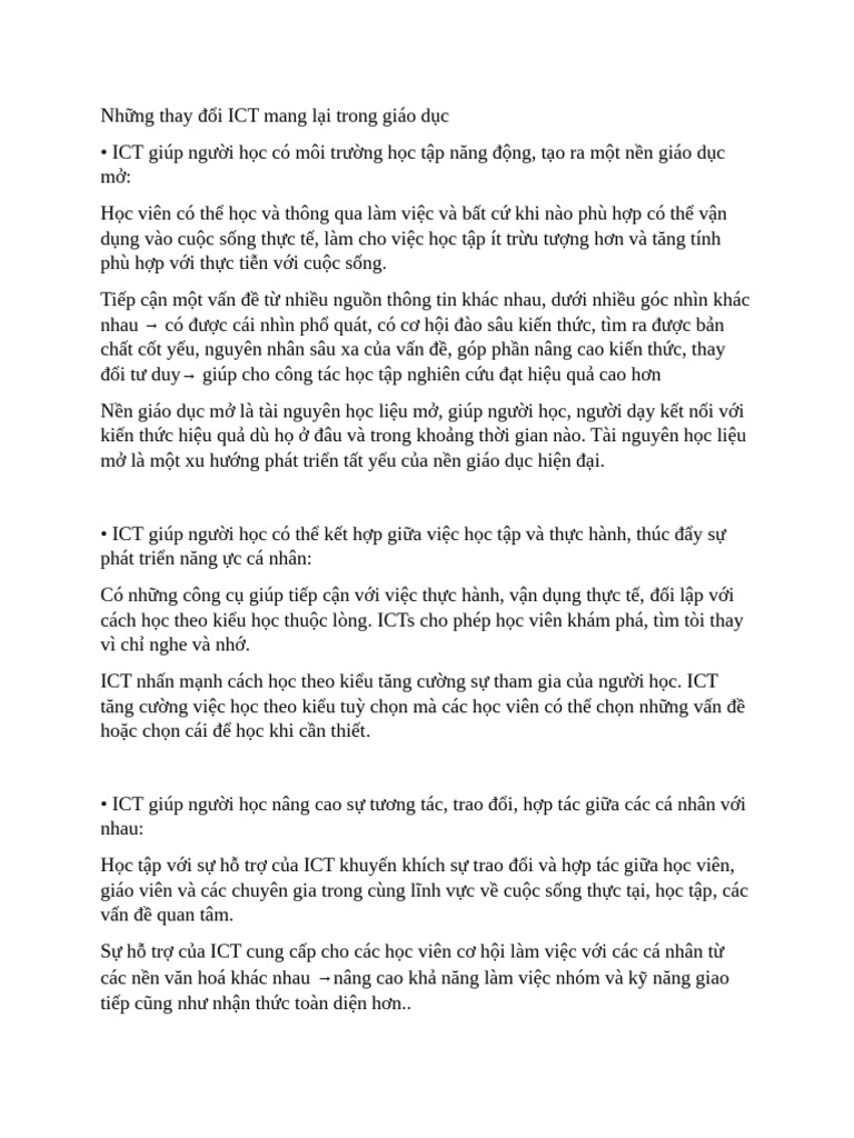 NH NG Thay Đ I ICT Mang L I Trong Giáo D C | PDF