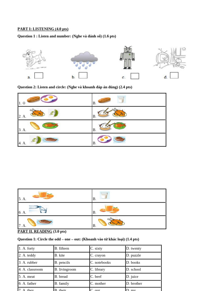Đề Thi Năng Khiếu Tiếng Anh Lớp 3 TH LHP | PDF