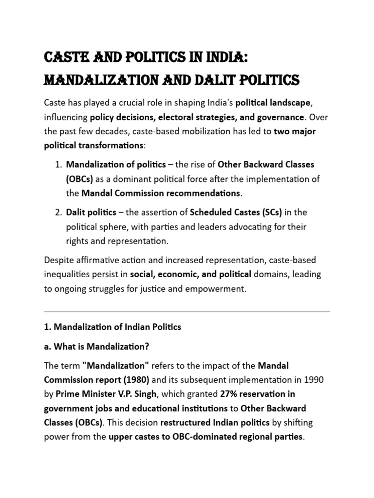 Caste and Politics in India | PDF | Dalit | Politics Of India