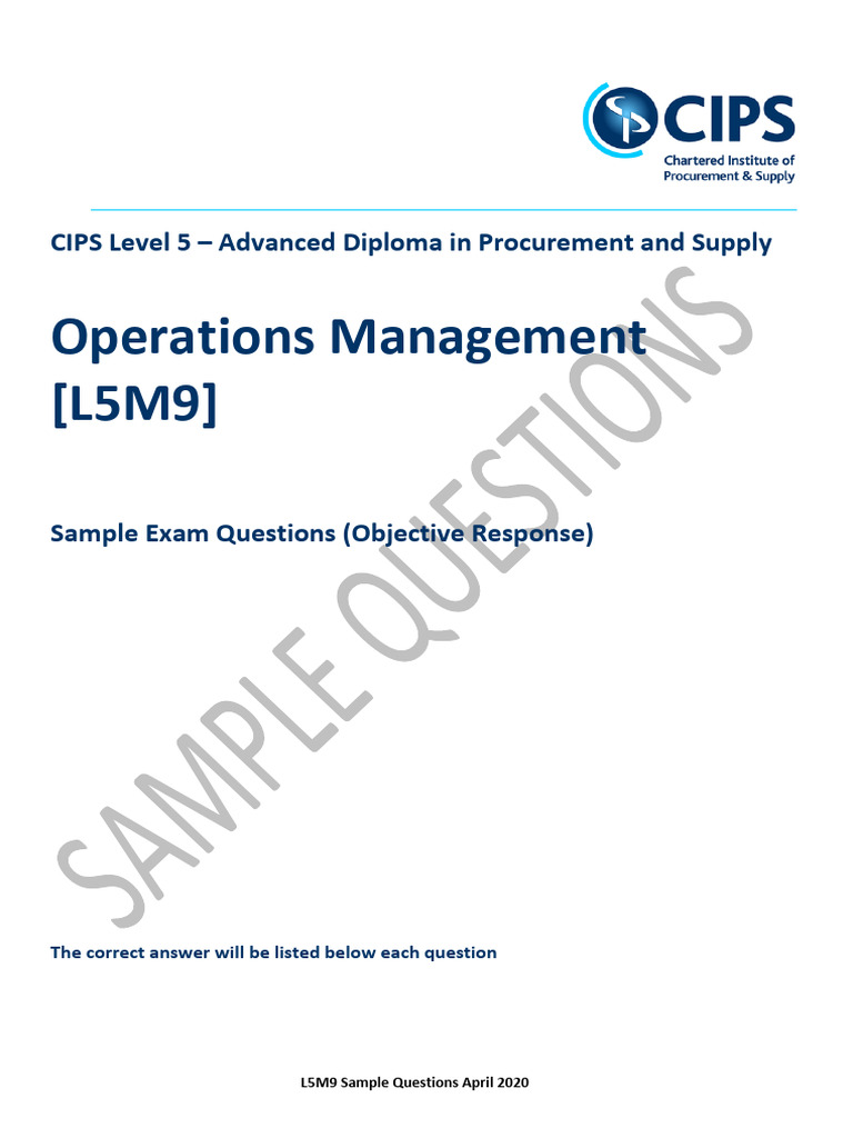 L5M9 Operations Management Exam Questions | PDF | Strategic Management ...