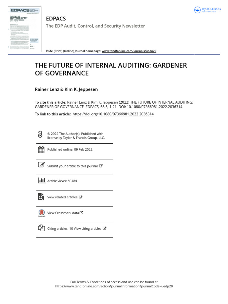 The Future of Internal Auditing Gardener of Governance | PDF | Internal ...