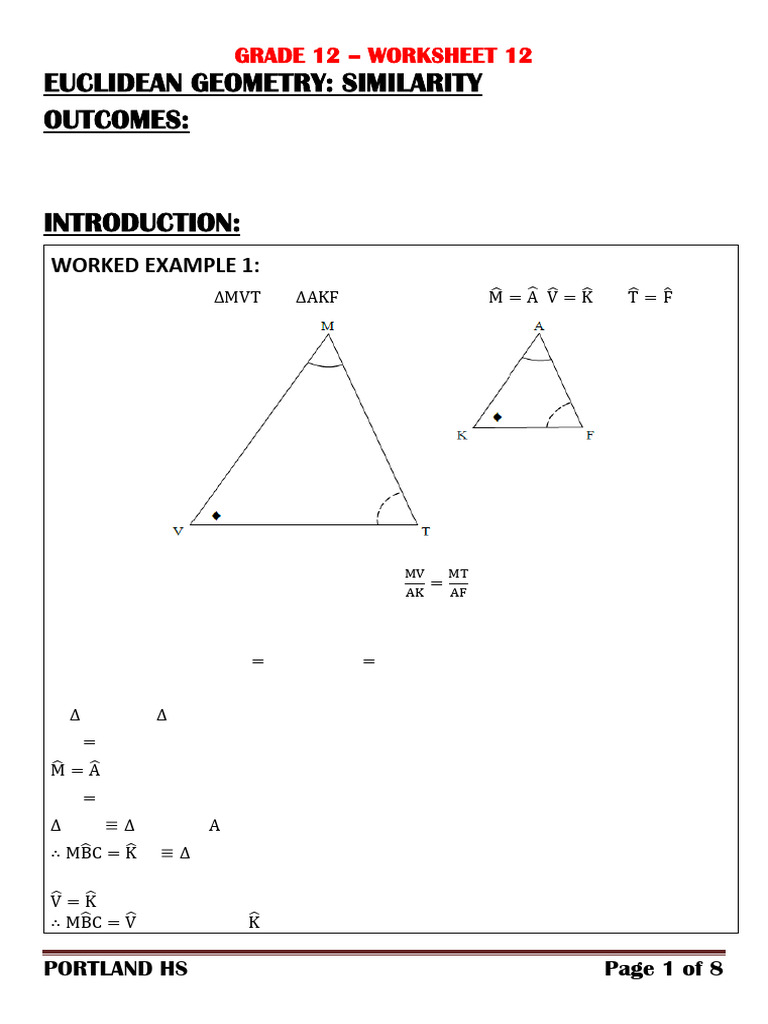 Grade 12 Geometry: Similarity Proofs | PDF | Geometric Shapes | Euclid