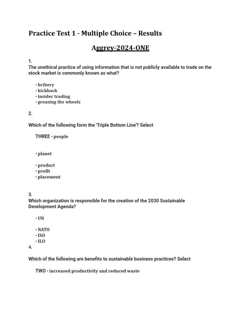 M5 UDEMY - Practice Test One & Two-1 | PDF | Corporate Social ...
