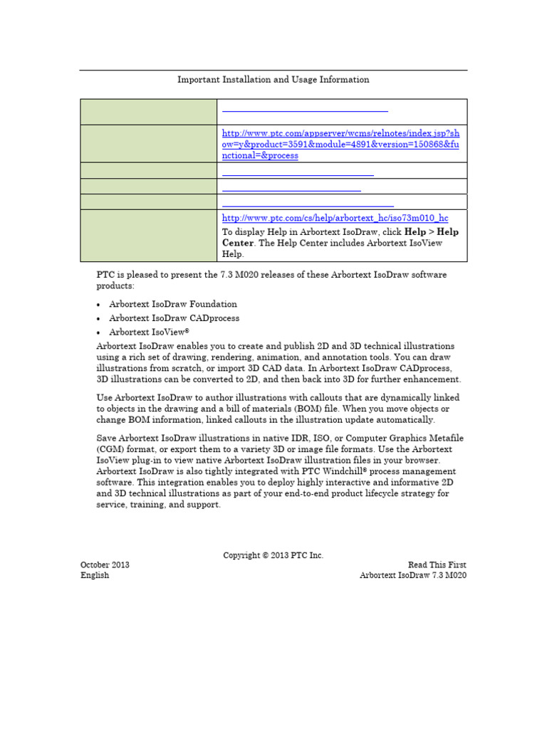 Arbortext IsoDraw 7.3 M020 Read This First | PDF | 3 D Computer ...