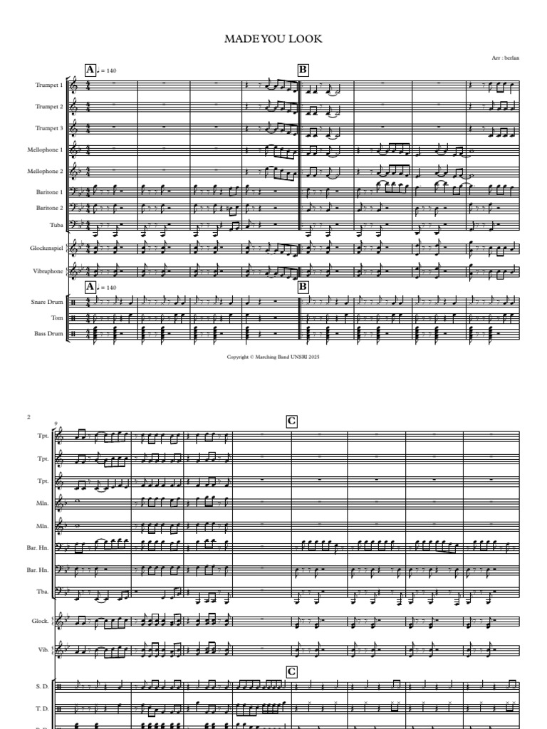 MADE YOU LOOK - Score and Parts | PDF