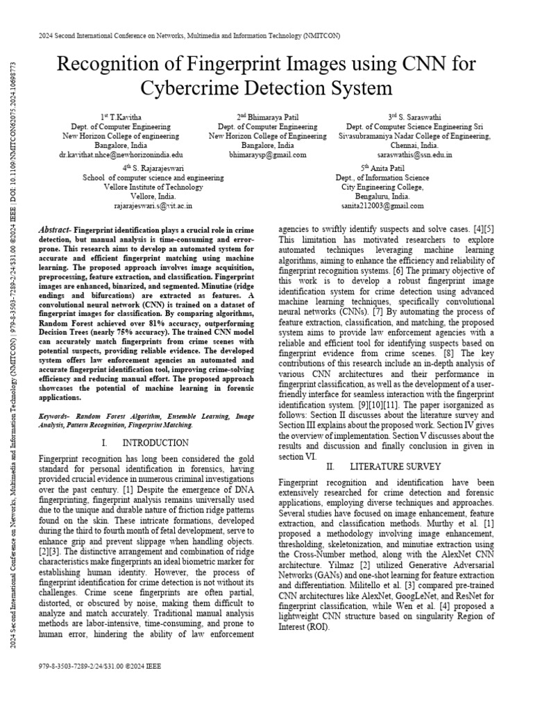 Recognition of Fingerprint Images Using CNN For Cybercrime Detection System | PDF | Fingerprint ...