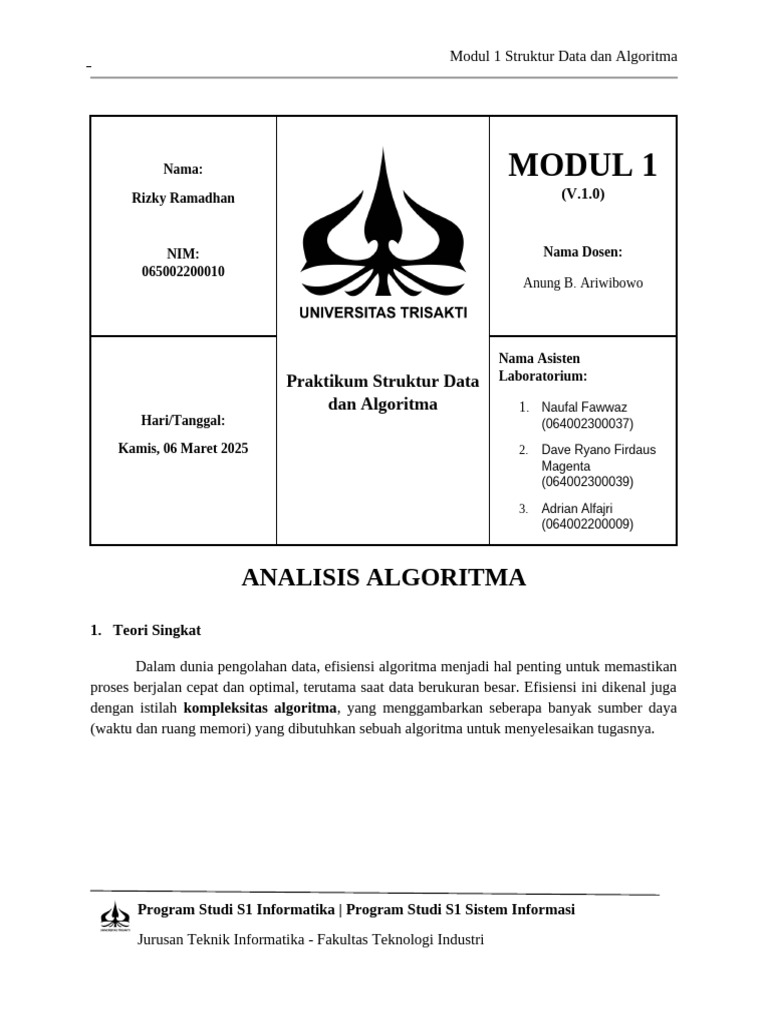 Rizky Ramadhan - Modul 1 - Struktur Data Dan Algoritma | PDF