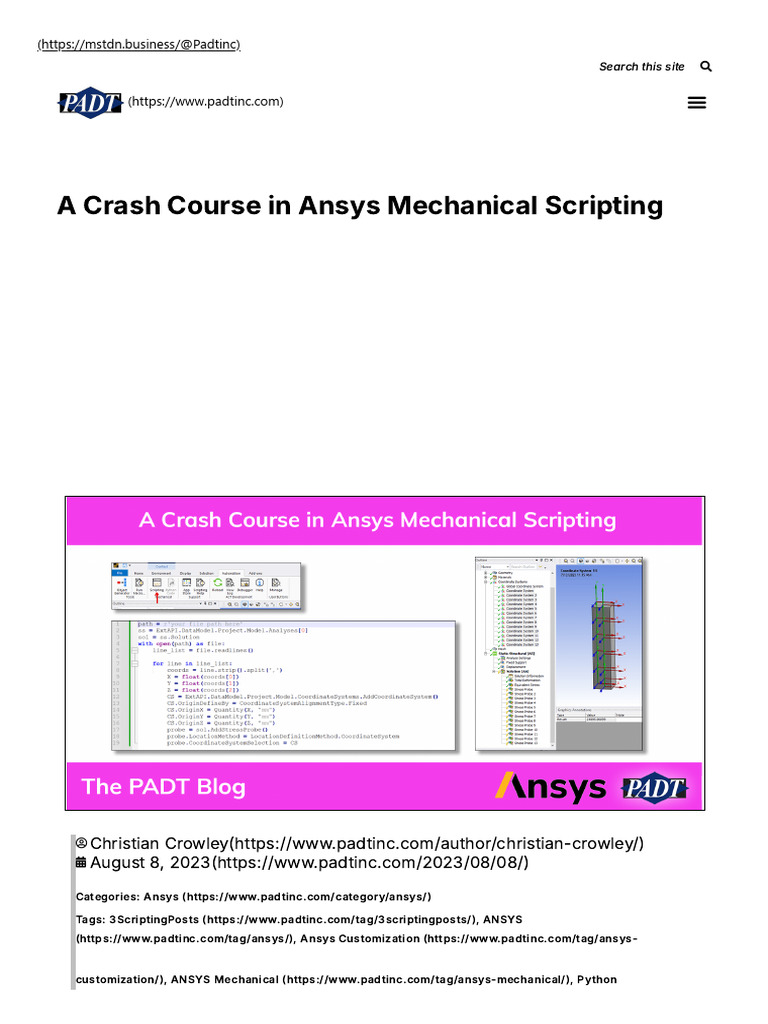 Ansys Mechanical Scripting Crash Course | PDF | Scripting Language ...