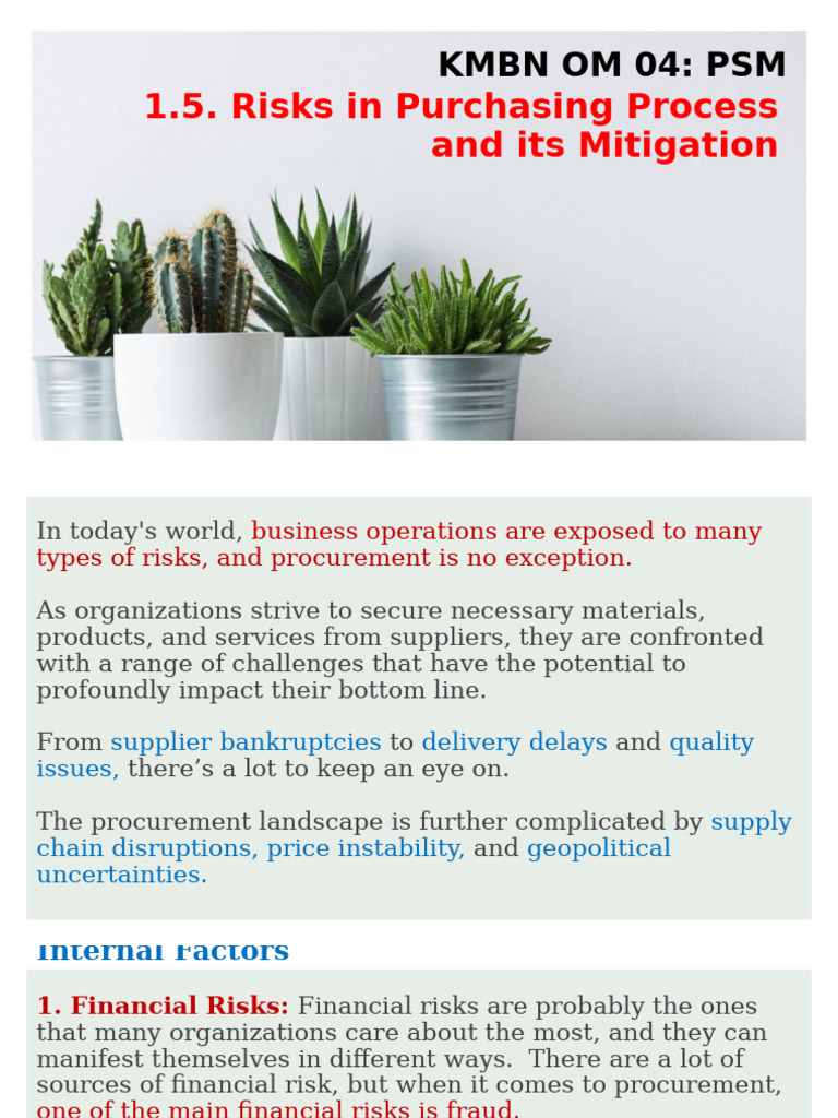 Mitigating Risks in Procurement Process | PDF | Supply Chain | Procurement