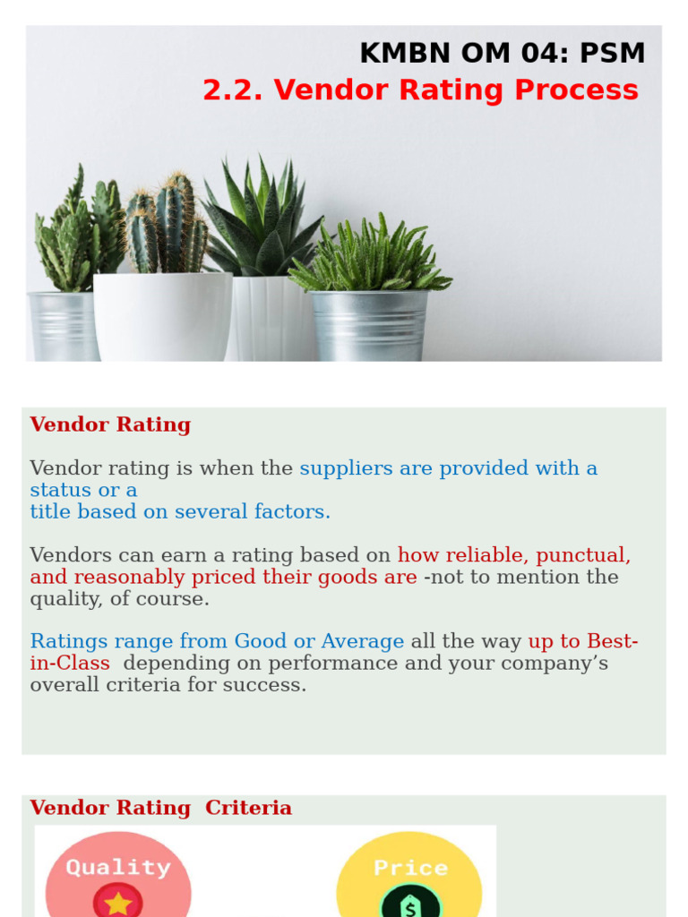 Vendor Rating Process Overview | PDF | Prices | Procurement