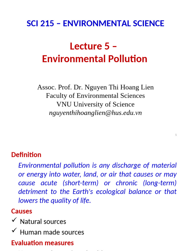 Lecture 5 - Environmental Pollution | PDF | Water Pollution | Soil