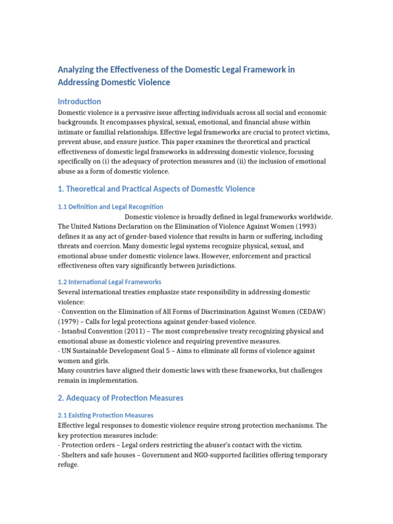 Evaluating Legal Frameworks for Domestic Violence | PDF | Domestic ...
