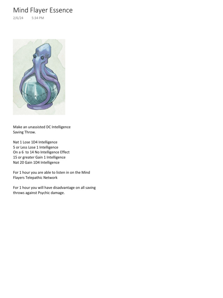 Mind Flayer Essence | PDF