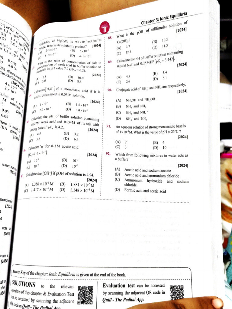 Pyq of Ionic Equilibrium | PDF