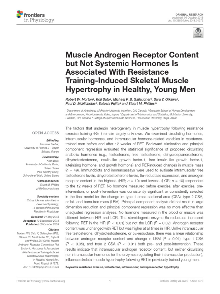 Muscle Androgen Receptor Content But Not Systemic Hormones Is ...