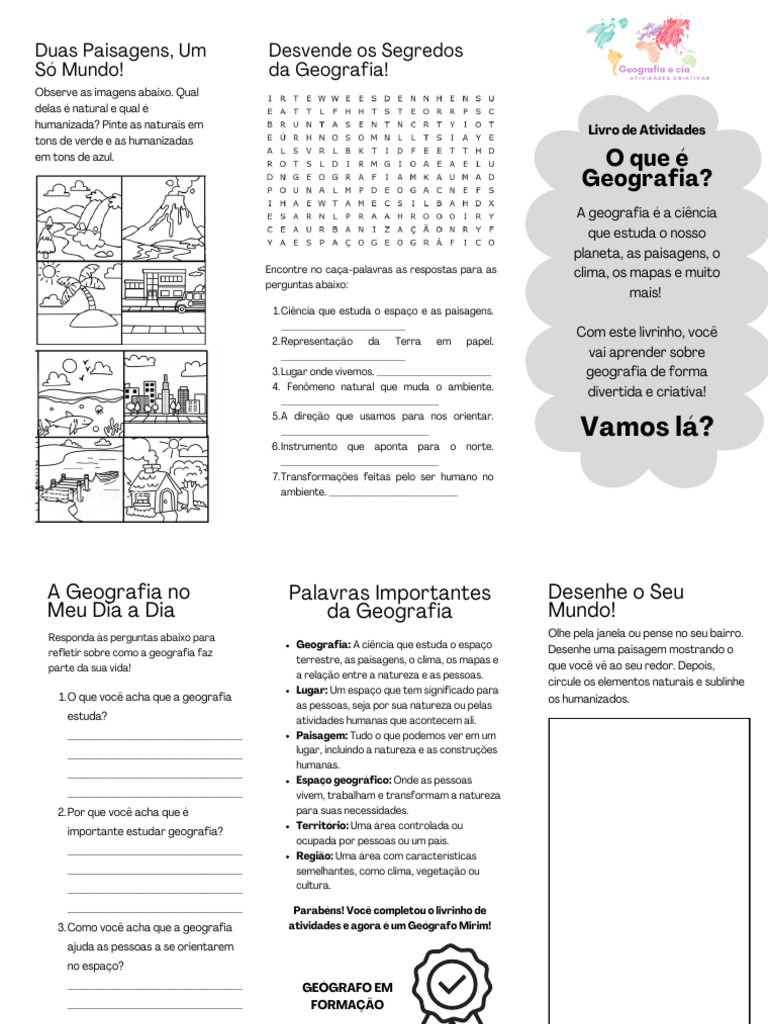 211 - O Que É Geografia Folder - Volta Às Aulas! | PDF | Geografia | Paisagem