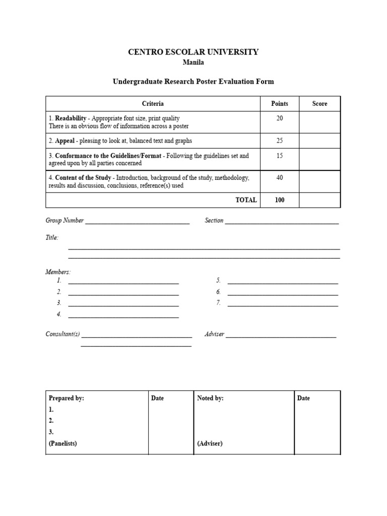 Undergraduate Research Poster Evaluation Form (1) | PDF