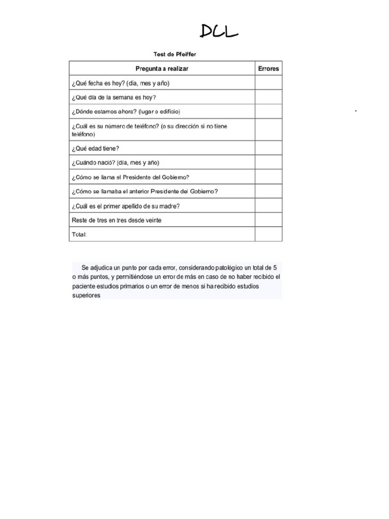 Test Pfeiffer - Cognitivo.docx | PDF