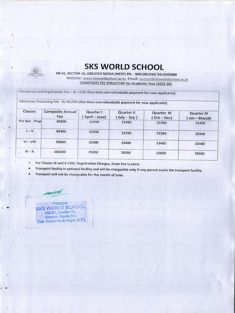 Fee Structure HS01 | PDF