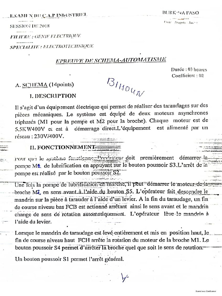 Épreuve de Schéma Auto Session 2018 | PDF