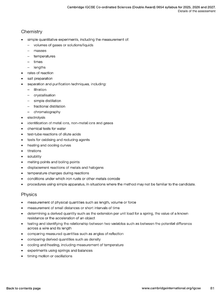 IGCSE Co Ordinated Sciences Practical Examples | PDF