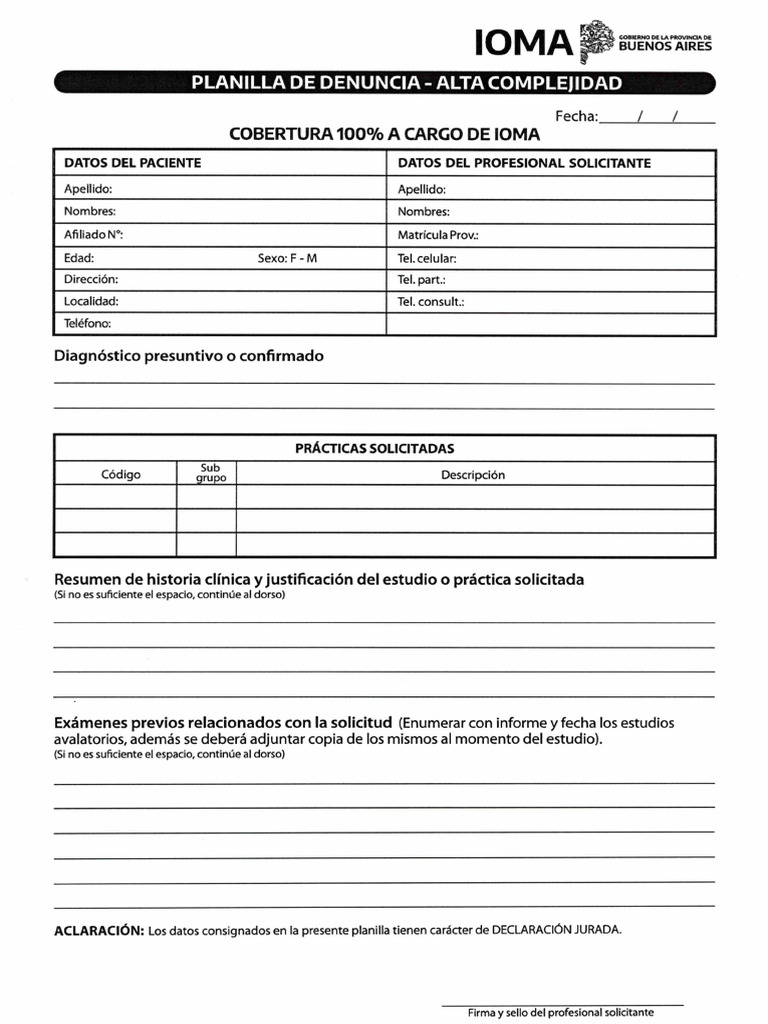 Planilla Alta Complejidad | PDF