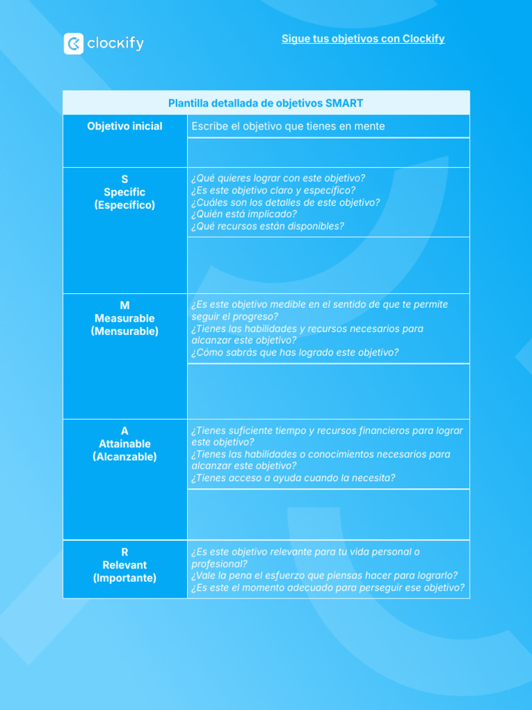 Plantilla SMART para Establecer Objetivos | PDF
