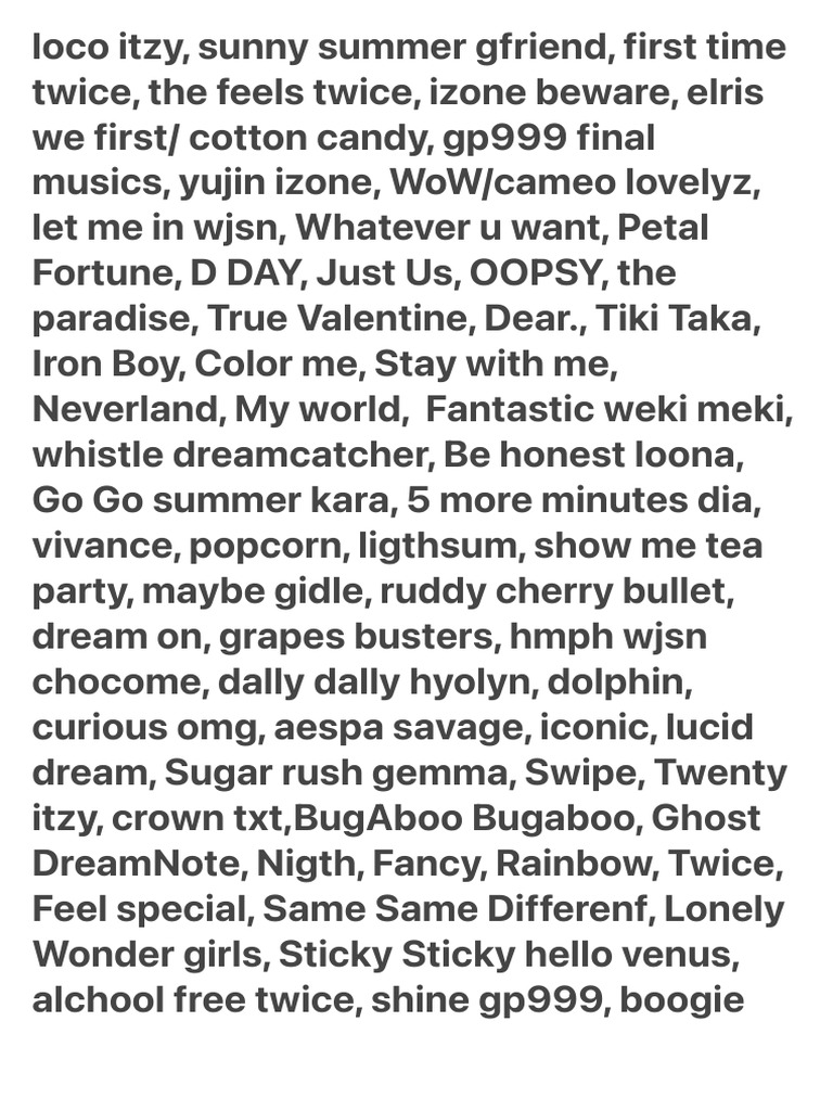 Loco Itzy, Sunny Summer Gfriend, First Time Twice, The Feels Twice | PDF