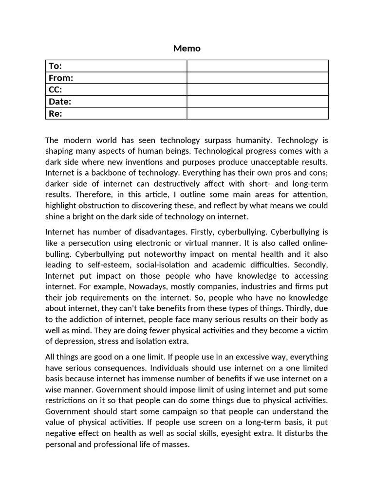 The Dark Side of Internet Technology | PDF | Internet | Cyberbullying