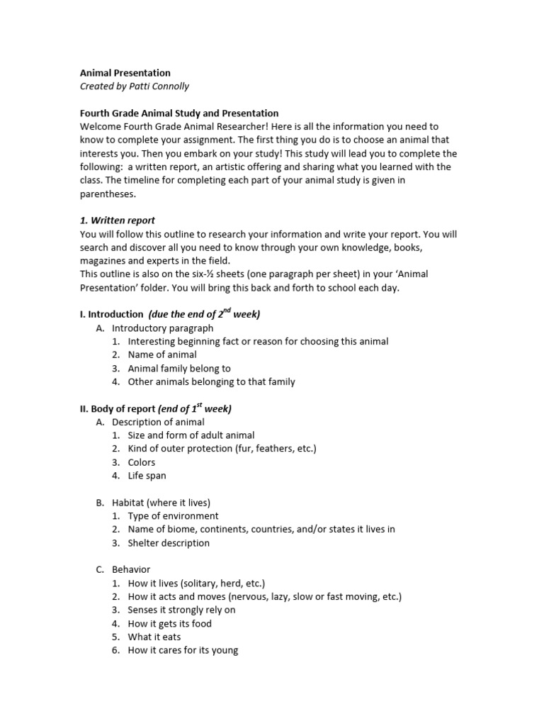 fourth-grade-animal-presentation Patti Connoly | PDF | Cognition | Learning