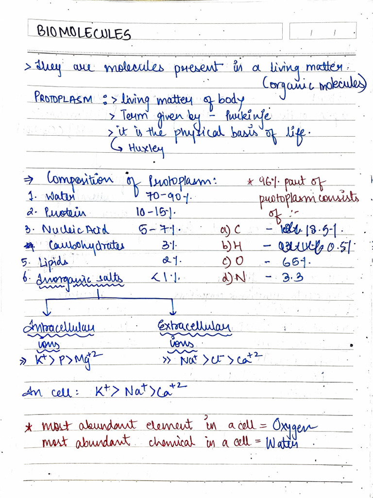 Biomolecules Notes | PDF