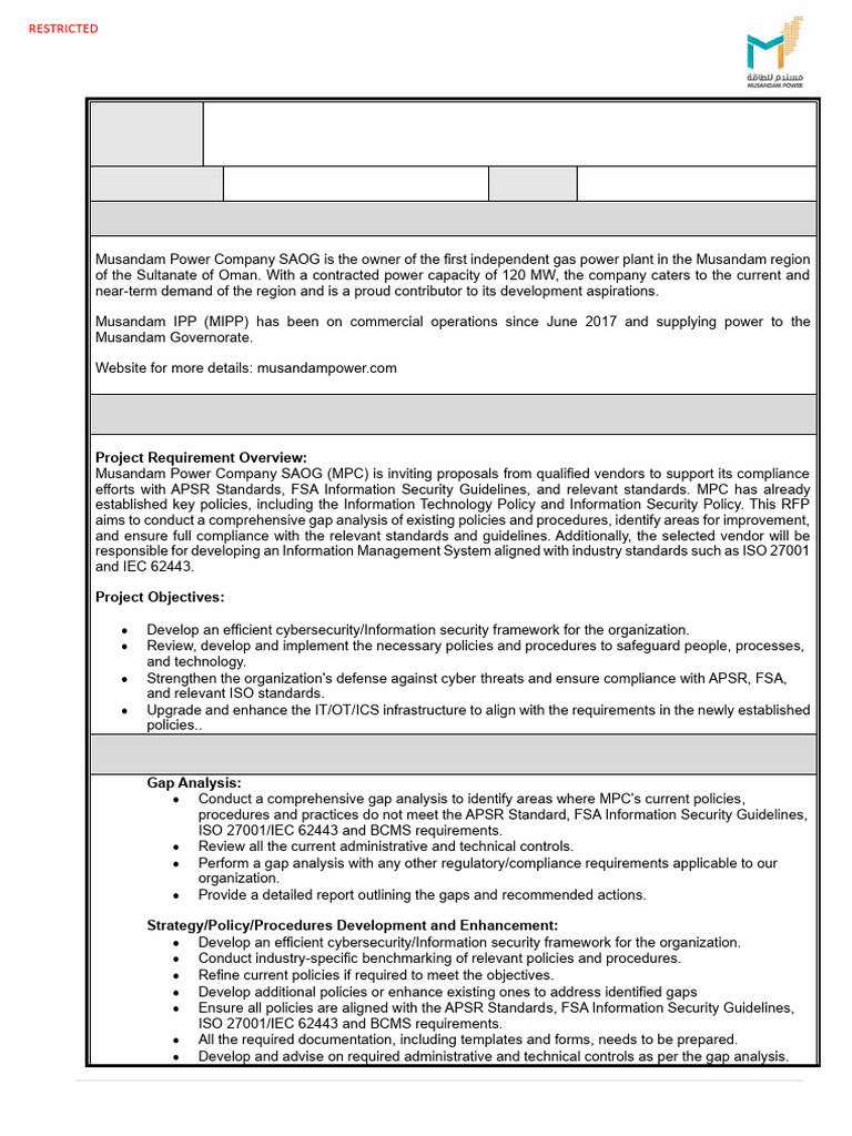 MPC RFP For Compliance, Standards and ISMS - Final | PDF | Information ...