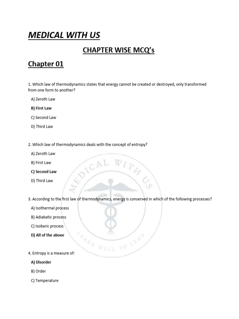 Biophysics MCQ (Medical With Us) (1) - 1 | PDF | Diffusion | Brownian ...