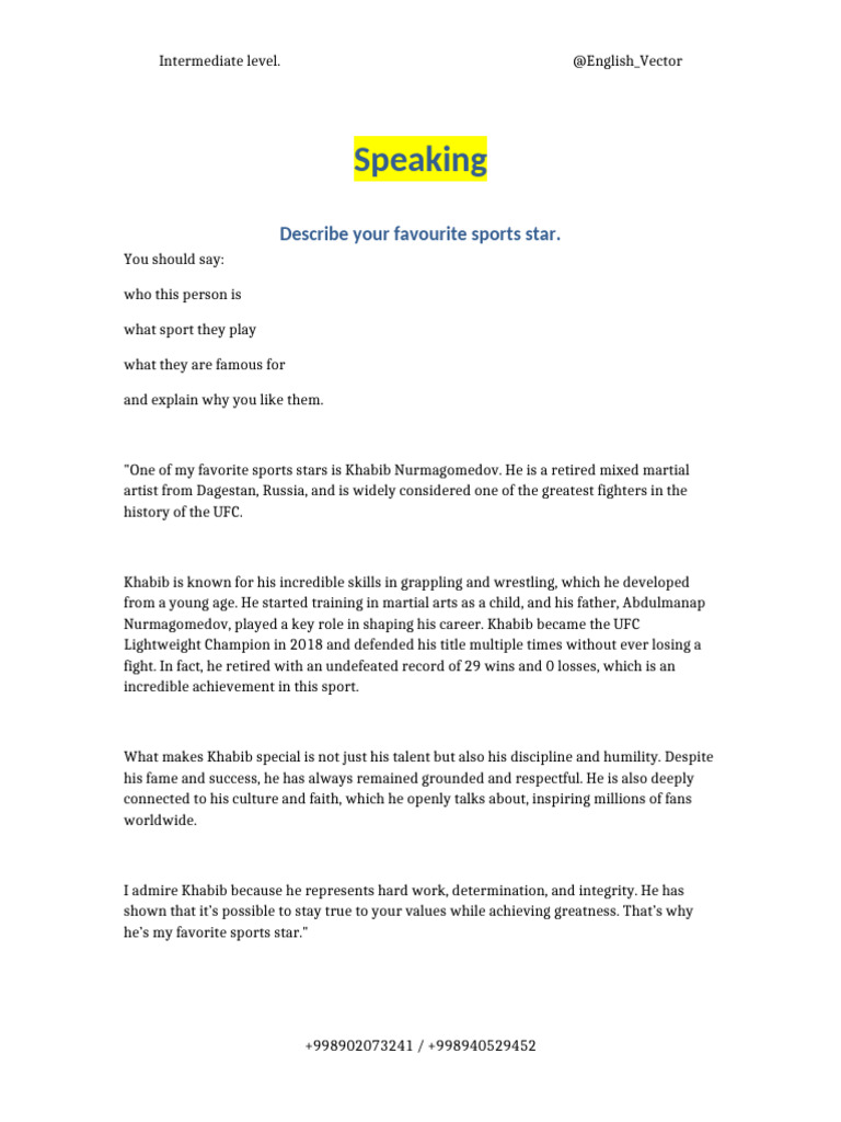 L.10 Speaking and Vocabulary | PDF | Mixed Martial Arts | Individual Sports