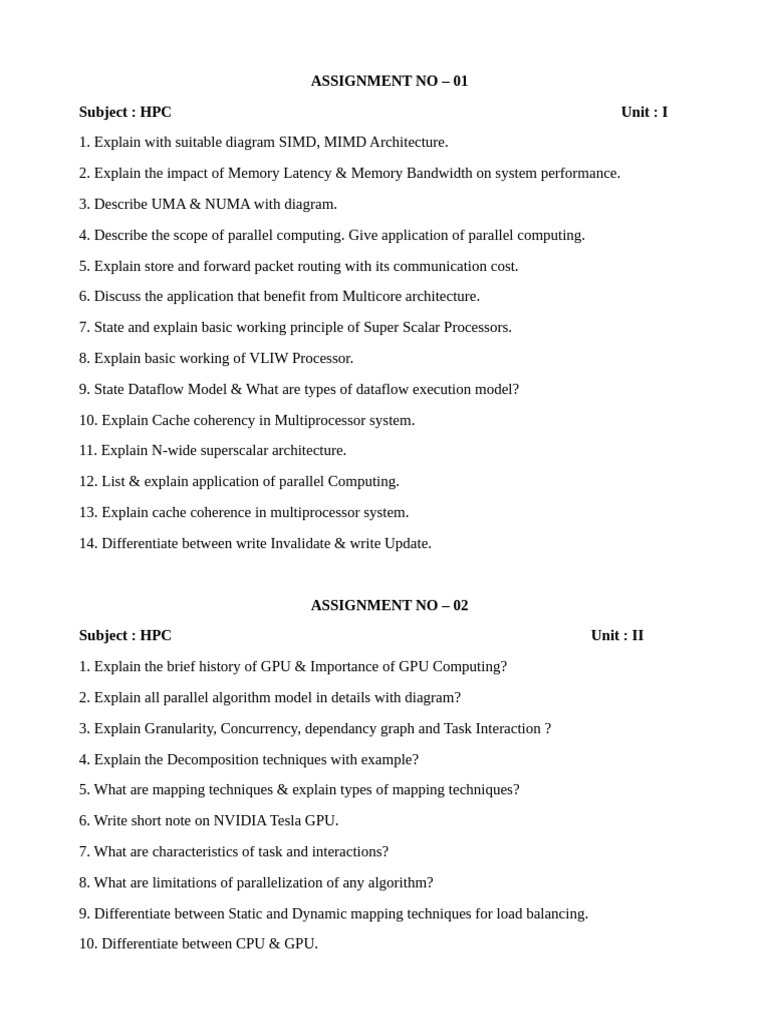 HPC All Unit Assignement | PDF | Parallel Computing | Central ...