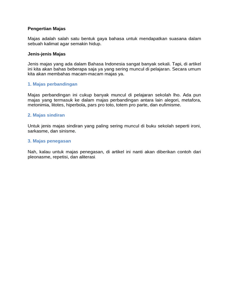 Pengertian Majas | PDF