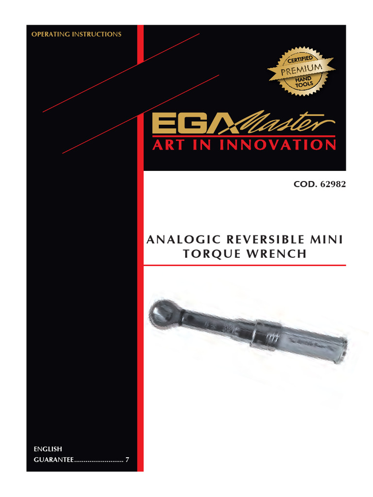 EGA Master Industrial Tools TORQUE WRENCHES 62982 M | PDF