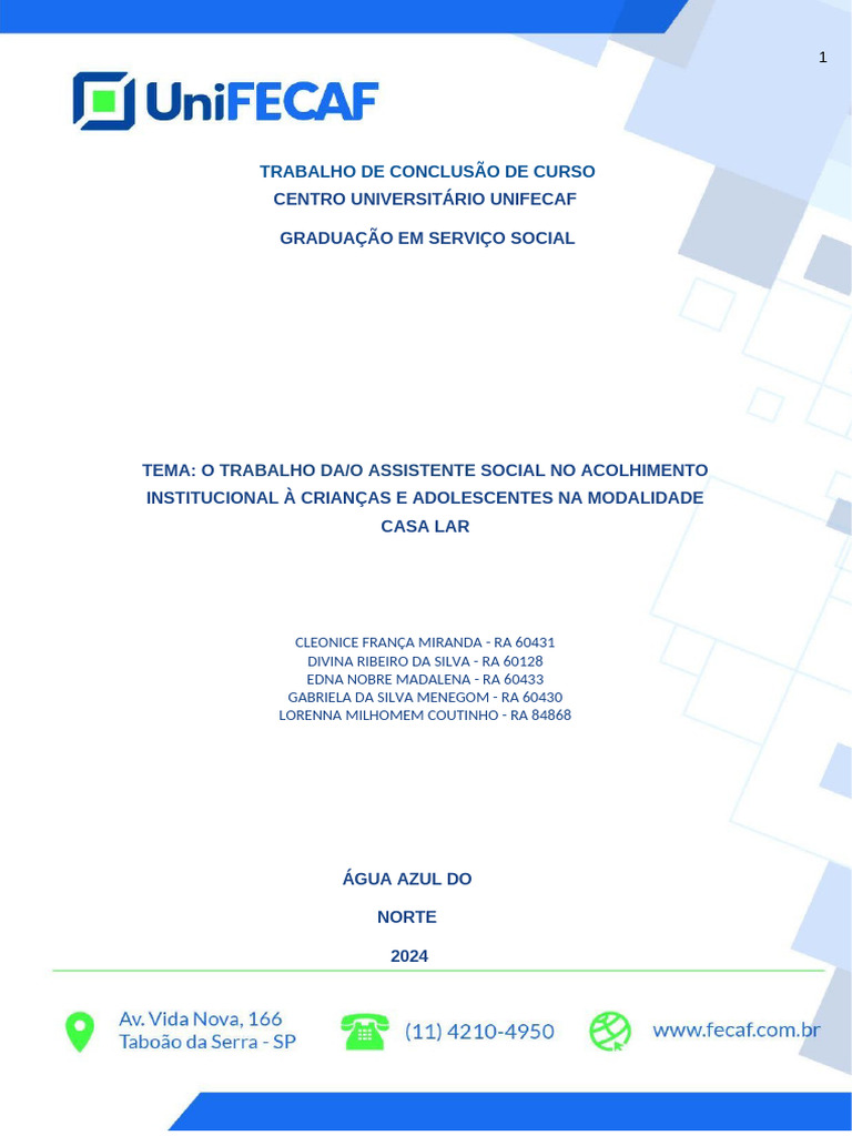 Assistente Social no Acolhimento Casa Lar | PDF | Trabalho social | Família