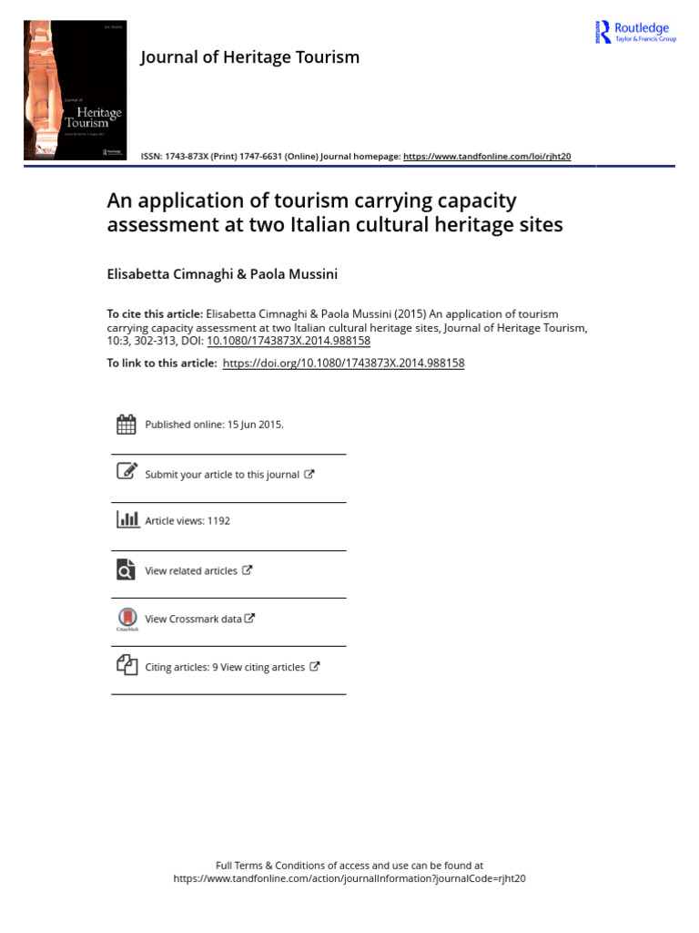 An application of tourism carrying capacity assessment at two Italian ...