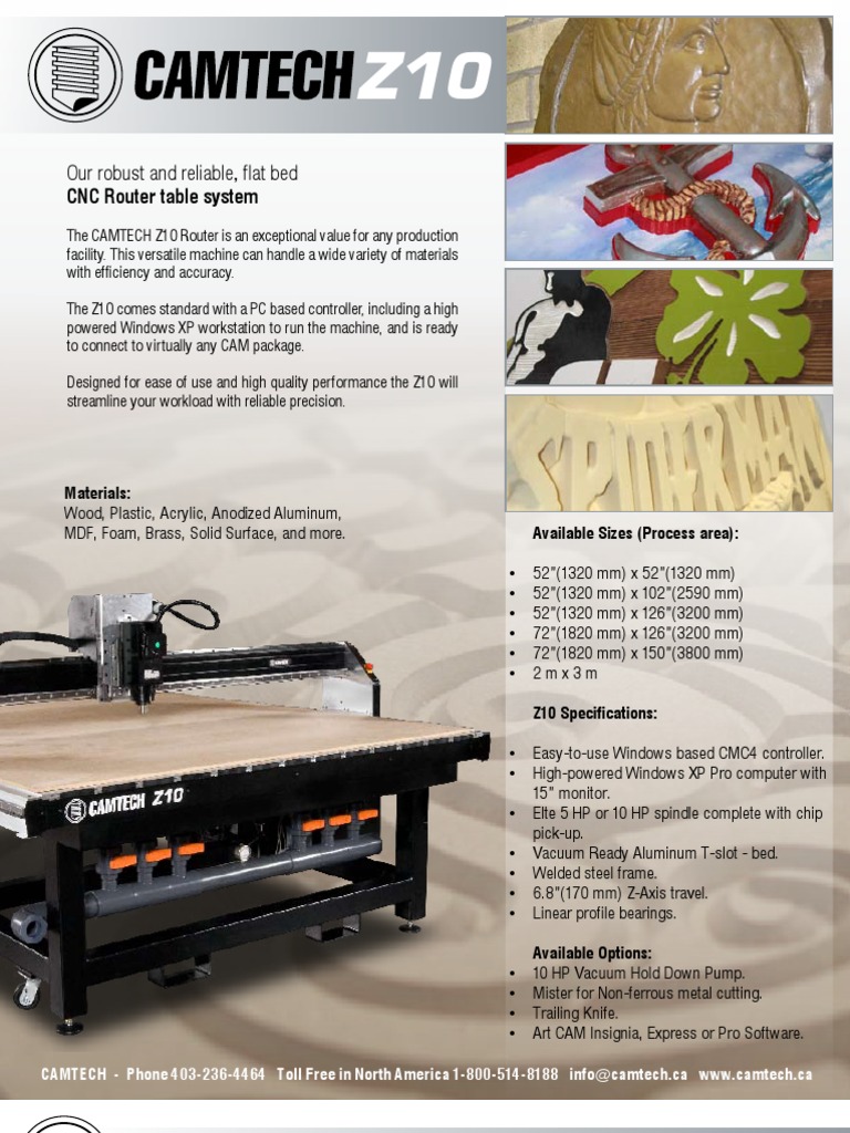 An Overview of the Versatile CAMTECH Z10 CNC Router Table System | PDF ...
