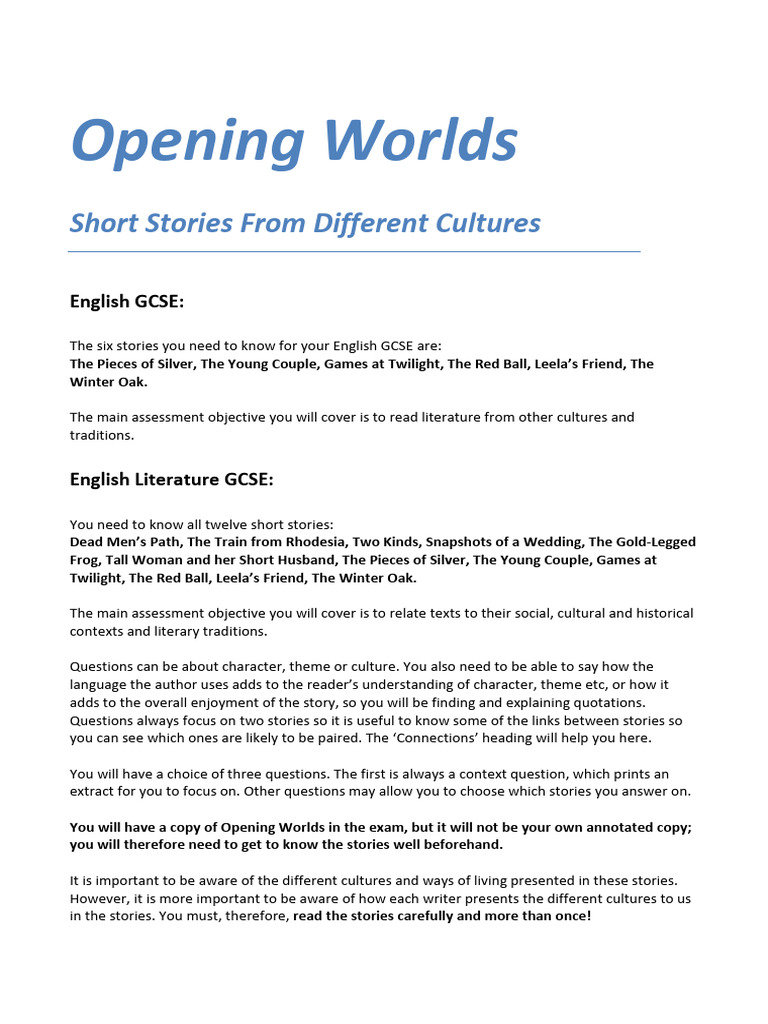 Short Stories Revision Book | PDF | Adolescence