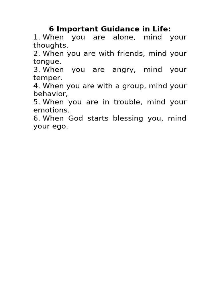 6 Key Life Guidance Tips | PDF