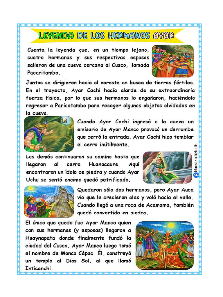 FICHA_COM_LEEMOS LEYENDAS SOBRE EL ORIGEN DE LOS INCAS | PDF